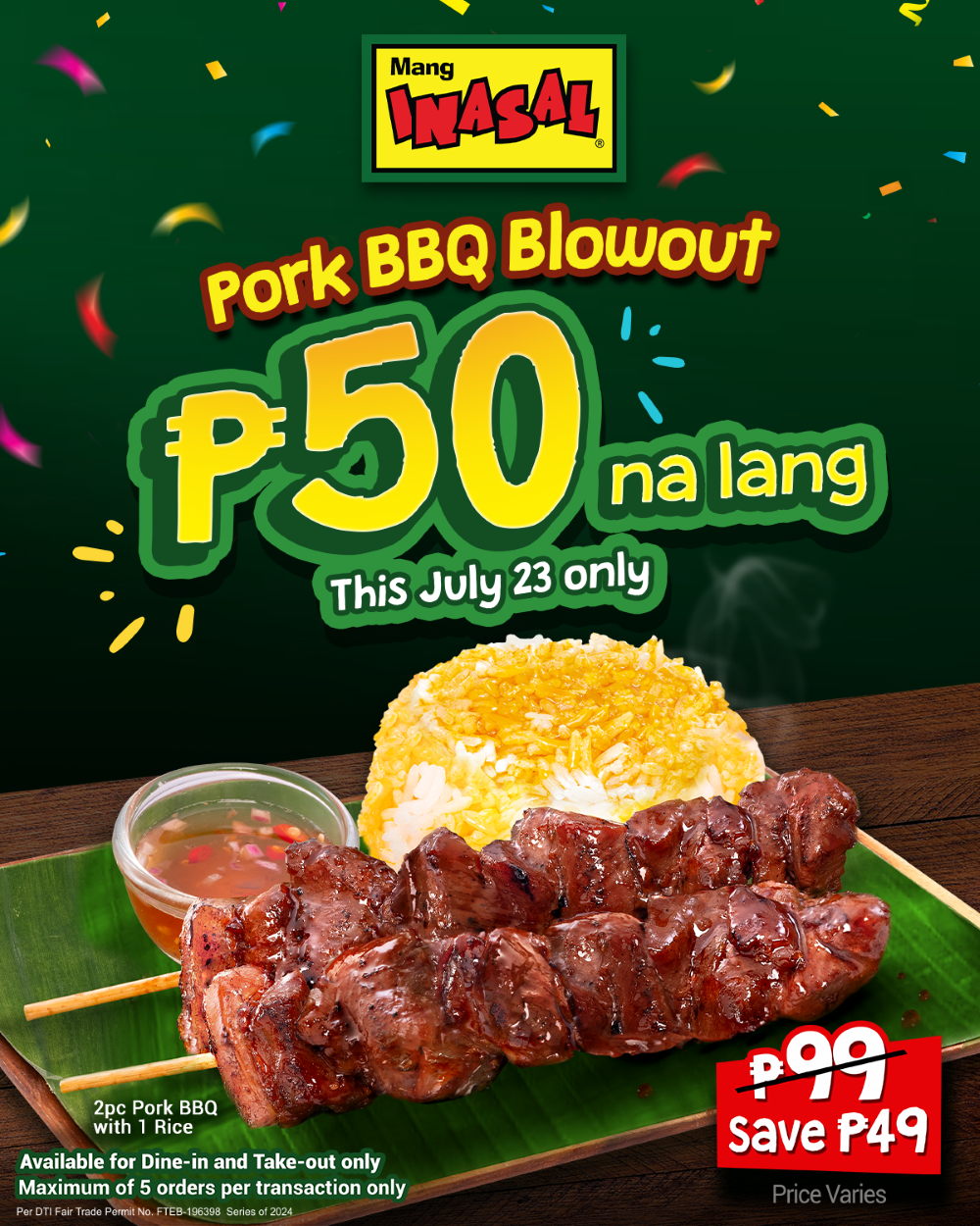 One Day Only: Mang Inasal celebrates ₱50 Pork BBQ Blowout this July 23 ...